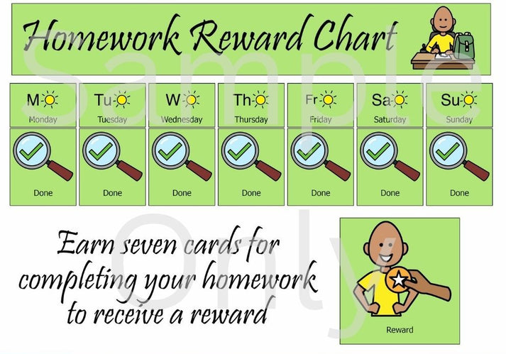 Homework Reward Chart – T&T Visual Supports