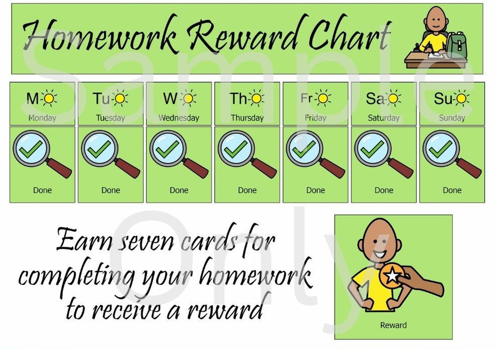 Homework Reward Chart – T&T Visual Supports