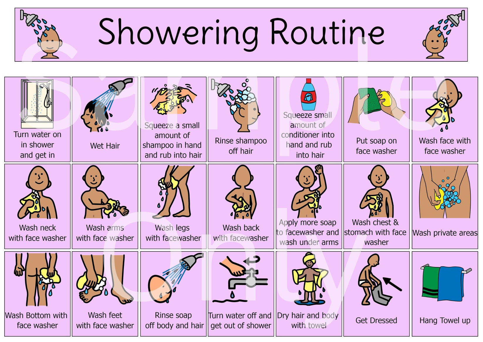 Showering Routine – T&T Visual Supports